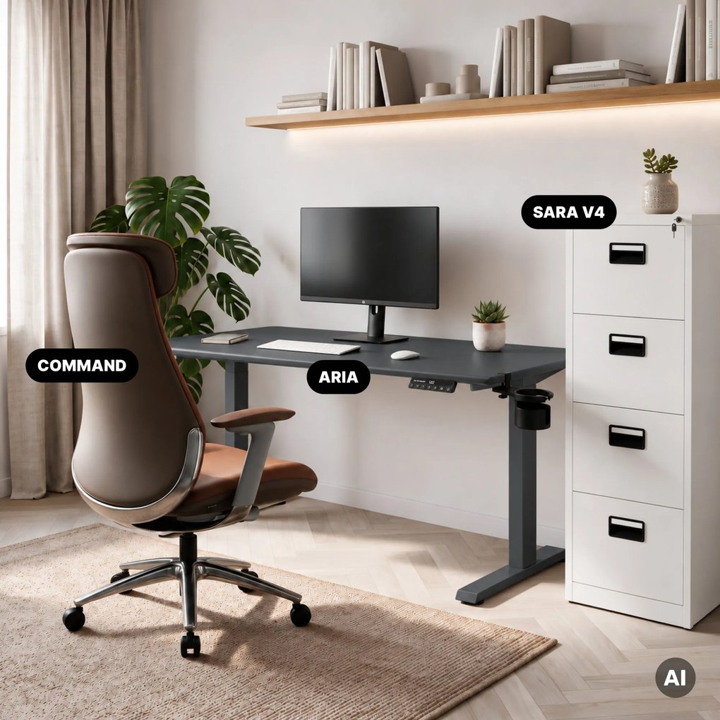 Elektrický stůl s regulací výšky ergonomický antracitový,1400x700 mm: ARIA