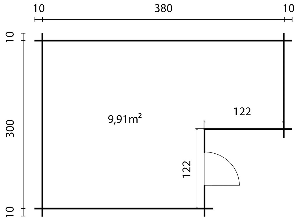 Domek Gabriela 400x320cm, terasa, 45mm