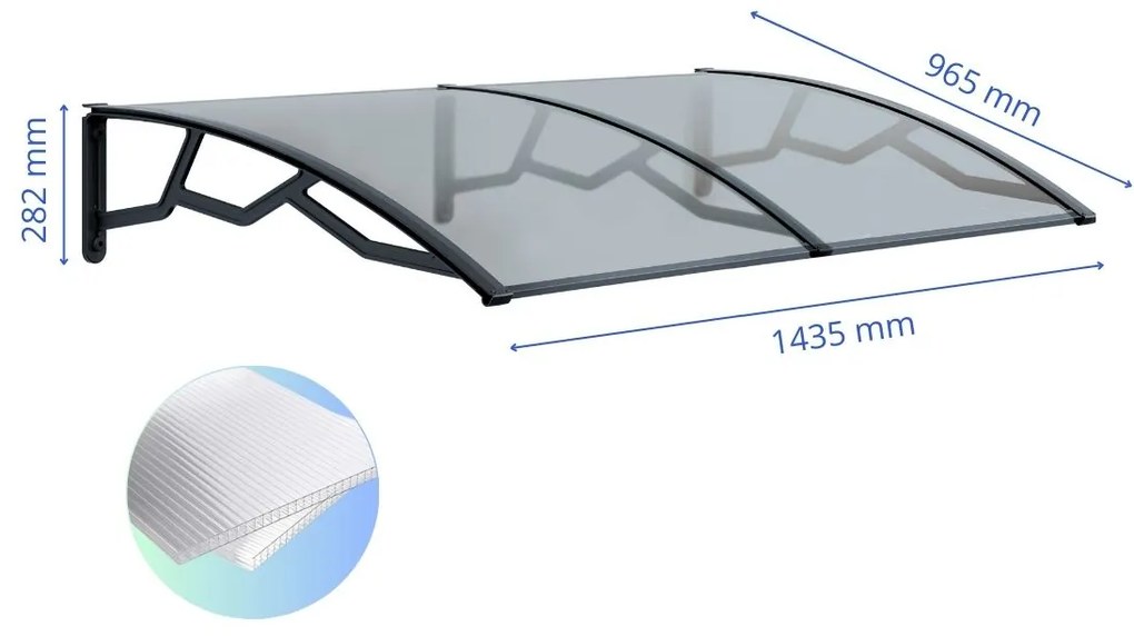 ARTPLAST Vchodová stříška 100x145cm, transparentní