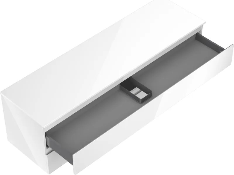 Mexen Orio, koupelnová skříňka 160 cm s horní částí, 2 zásuvky, bílá lesklá, 91A10-16047-2-BFFC00