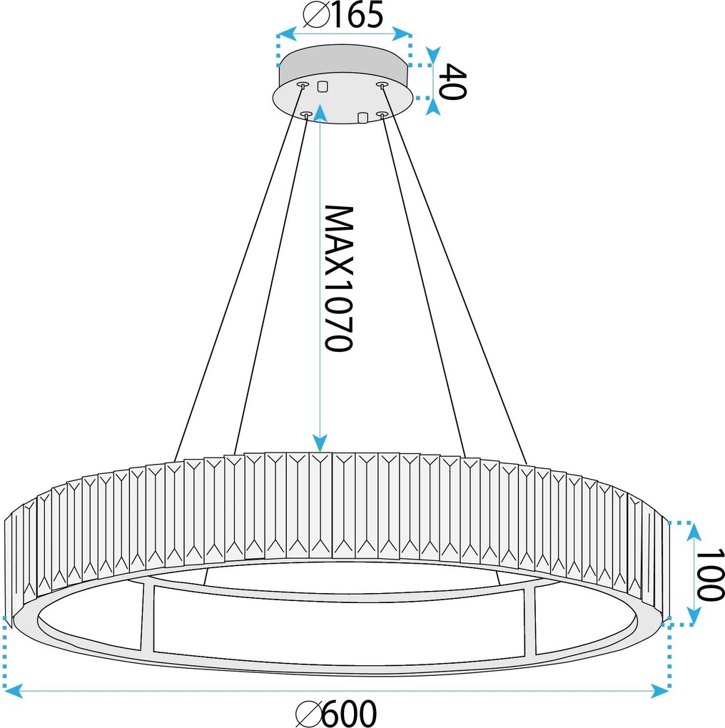 Toolight Závěsné stropní LED osvětlení APP1748-CP 60 cm