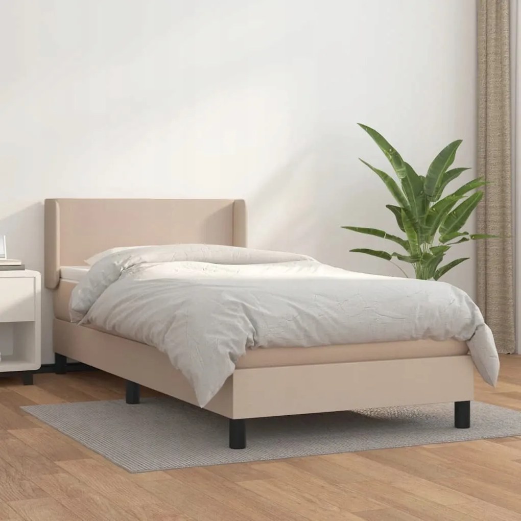 Box spring postel s matrací umělá kůže cappuccino