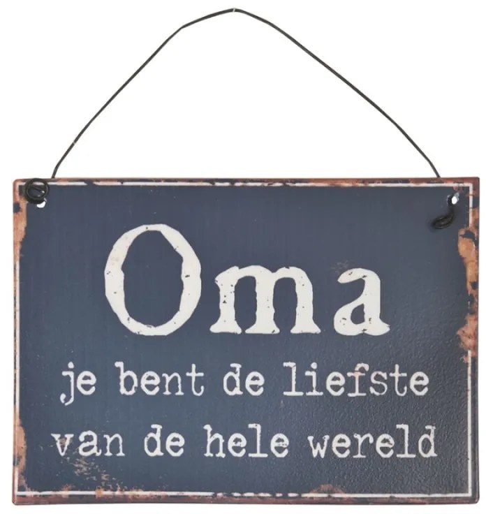 Nástěnná kovová cedule Oma – 13x1x9 cm