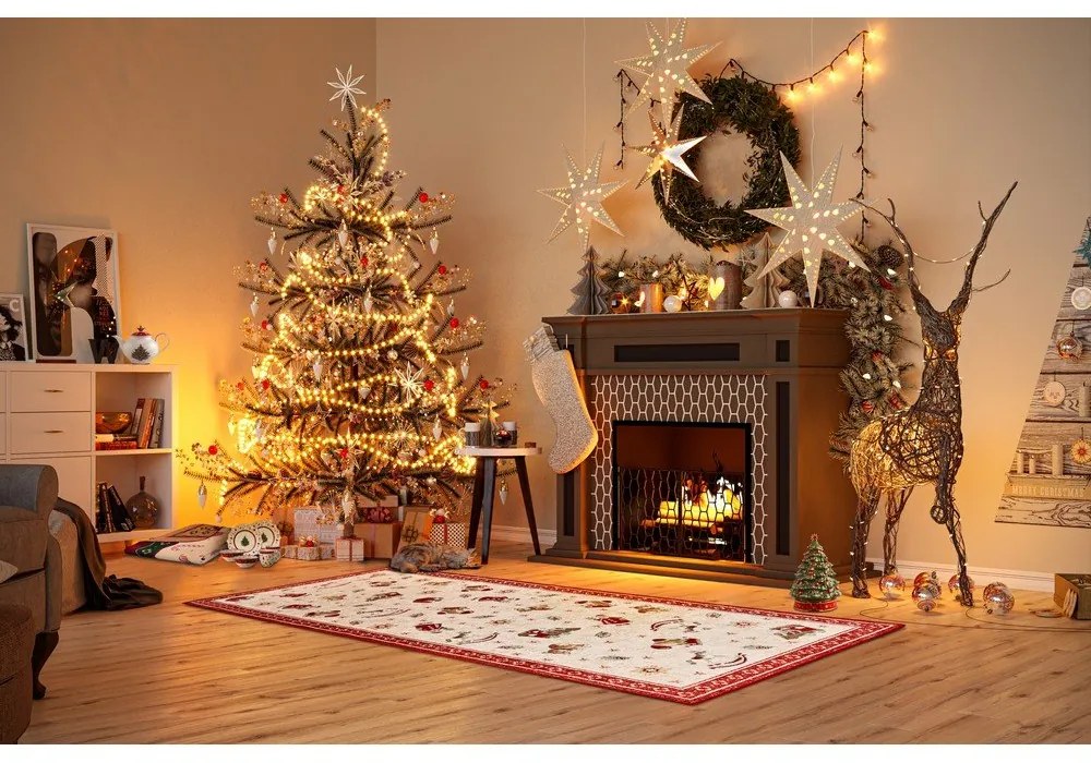 Červený běhoun s vánočním motivem s příměsí bavlny 80x200 cm Toy's Delight Red Christmas – Villeroy&Boch