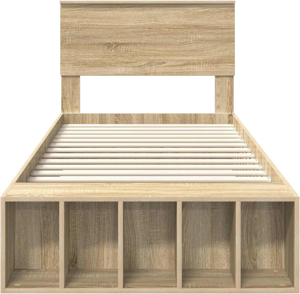 Rám postele s policí Sonoma dub 90 x 200 cm Kompozitní dřevo 3408412