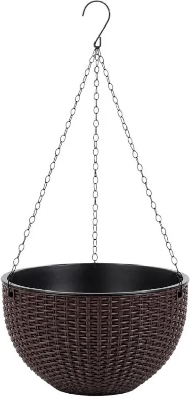 Flamenco Mystique Velký hnědý závěsný květináč Rattan Design 26 cm ROS10BR