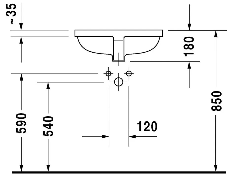 Duravit Starck 3 - Vestavěné umyvadlo, hladké, 490 x 365 mm, bílé 0305490000