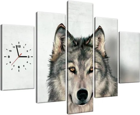 Tištěný obraz s hodinami Nádherný vlk 150x105cm ZP3344A_5H