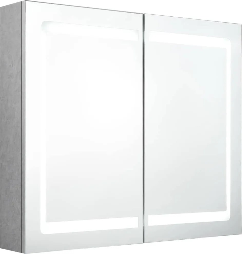 LED koupelnová skříňka se zrcadlem betonově šedá 80x12x68 cm 326511