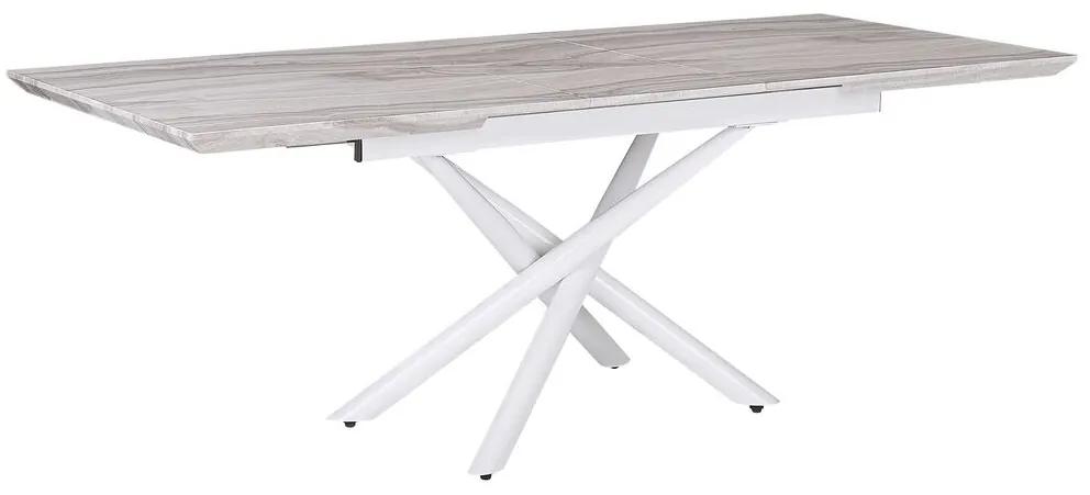 Rozkládací jídelní stůl s mramorovým efektem 160/200x90 cm bílý MOIRA Beliani