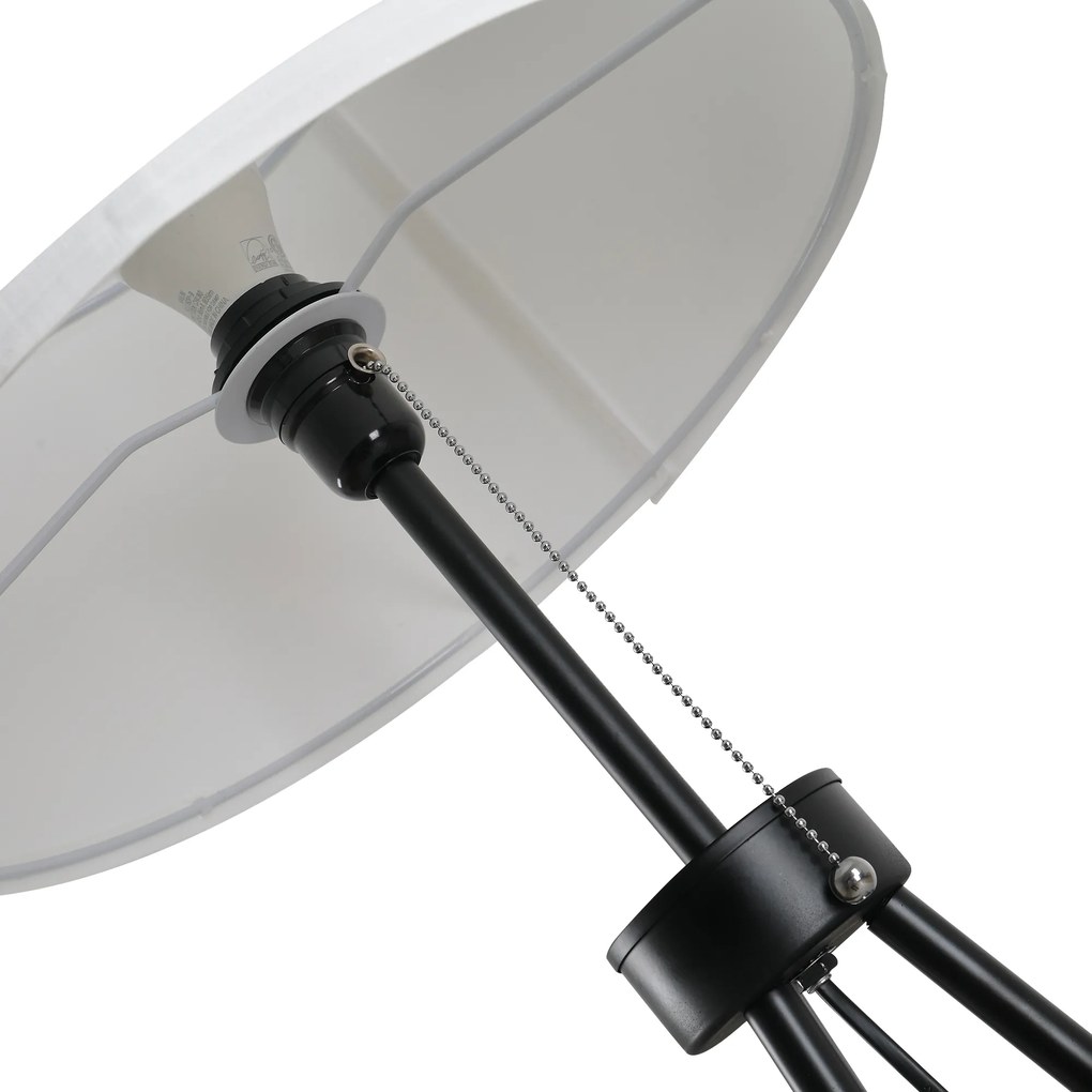HOMCOM Stojací lampa Moderní stojací lampa E27, ocel a polyester, černobílá, 37x37x152cm, stylové osvětlení do obývacího pokoje a ložnice
