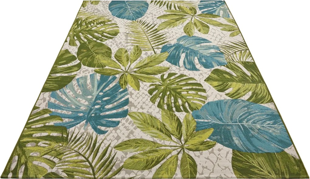 Kusový koberec Flair 105617 Tropical Leaves Turqouise Green – na von aj na doma, 160x235, viacfarebná, chodba / predsieň, Hanse Home