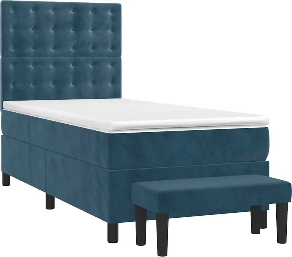 Box spring postel s matrací tmavě modrá 80 x 200 cm samet 3138053