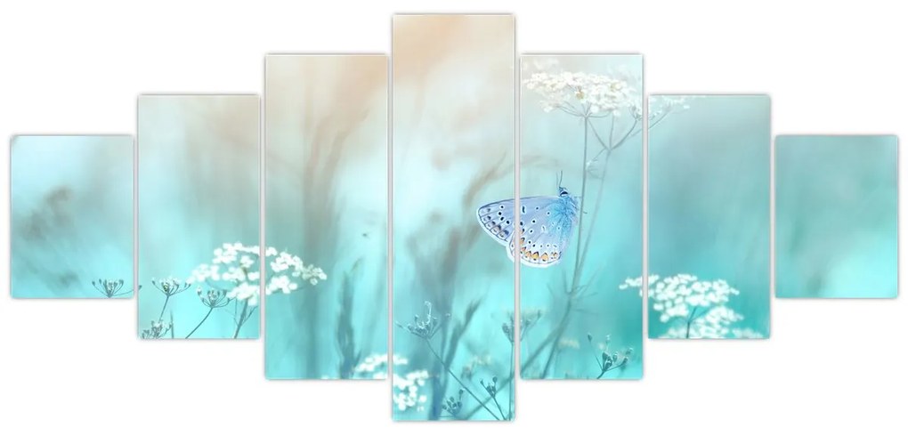 Obraz - Motýlek v modrém (210x100 cm)