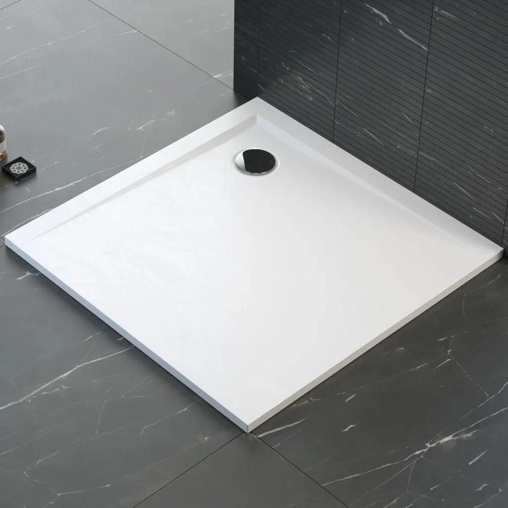 Polimat Čtvercová sprchová vanička z minerálního kompozitu Perrito SQ 80x80 (90x90) Barva: Bílá, Rozměry (cm): 80x80