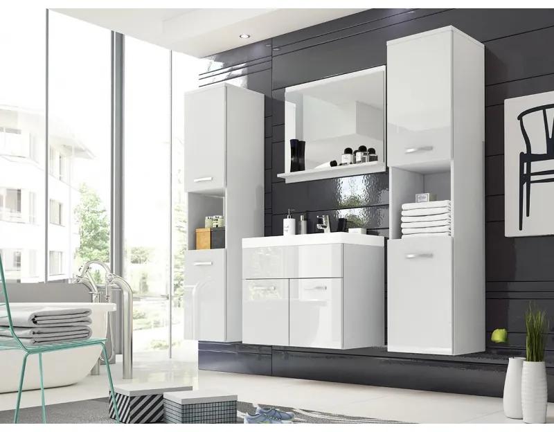 Koupelnový nábytek Floryna XL, Barva: bílá + šedý lesk, Sifon k umyvadlu: ne, Baterie: bez baterie