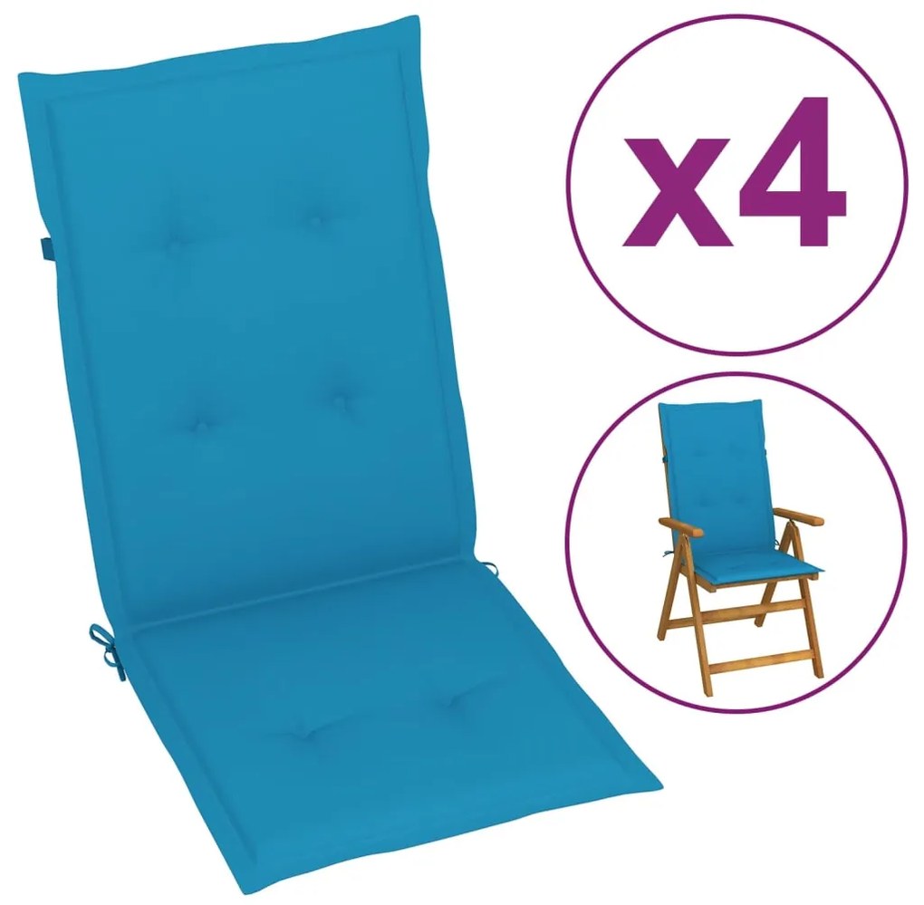 43184 vidaXL Polstry na zahradní židle 4 ks modré 120 x 50 x 3 cm