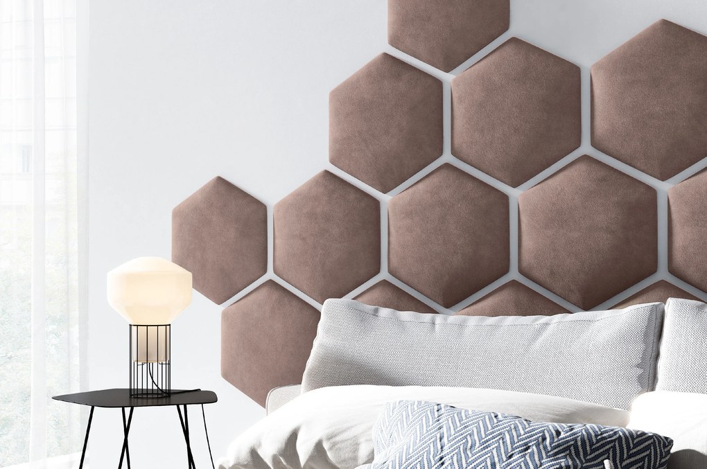 Eka Čalouněný panel Hexagon Trinity 40,5 cm x 35,3 cm - Světlá hnědá 2306