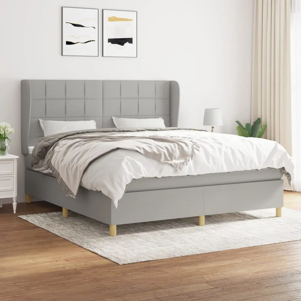 Box spring postel s matrací světle šedá 180 x 200 cm textil 3128541