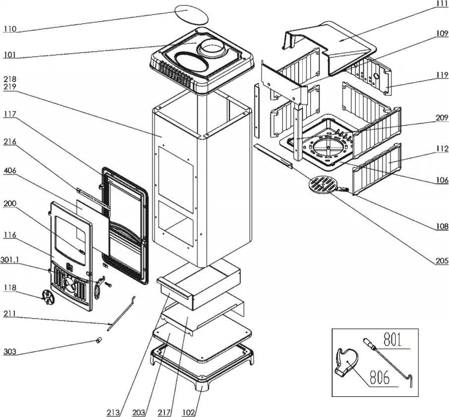 PLAMEN Litinová krbová kamna DORA 10 N - černá