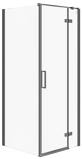 Cersanit Jota, rohový sprchový kout 80 (dveře pravé) x 80 (stěna) x 195, 6mm čiré sklo, černý profil, S160-008