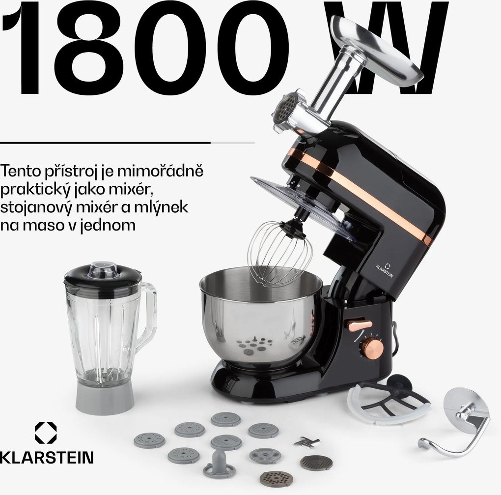 Klarstein Lucia Elegance, kuchyňský robot, mixér, mlýnek, 1800W, bez BPA