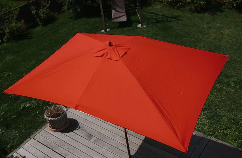 Slunečník Florida 2x3m - polyester/dřevo - terakota