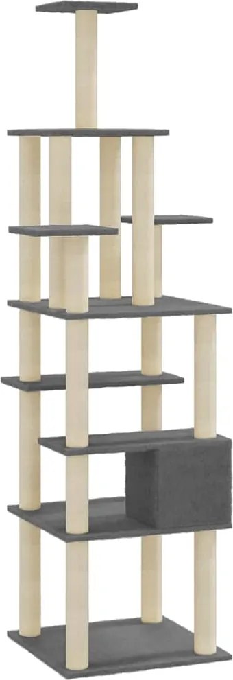 Škrabadlo pro kočky se sisalovými sloupky tmavě šedé 183 cm 171484