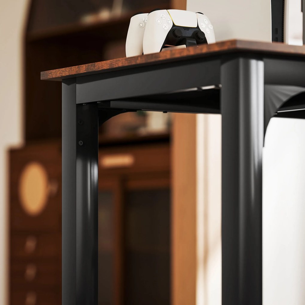 HOMCOM Stůl, počítačový stůl, rustikální design, spousta místa, dřevotříska, hnědá