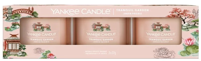 Yankee Candle Sada Votivní svíčky ve skle Tranquil Garden, 3 x 37 g