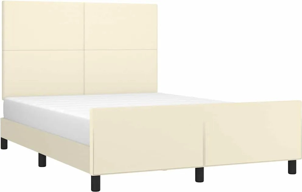 Rám postele s čelem krémový 140x190 cm umělá kůže 3125447