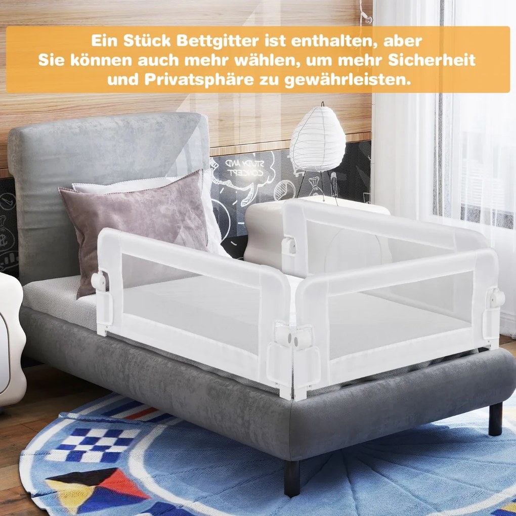 Costway Bed Rail Bezpečnostní zábradlí pro batolata s měkkou pěnou s popruhem