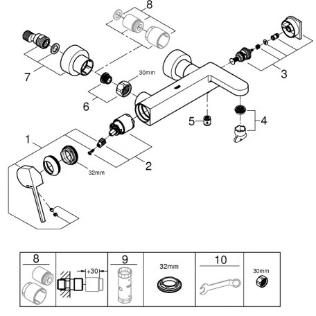 GROHE 33553AL3 - Vanová baterie PLUS grafit