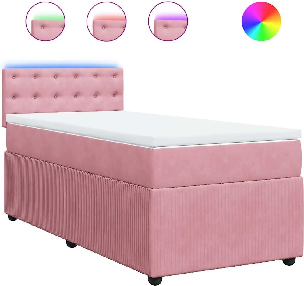 Box spring postel s matrací růžová 90x190 cm samet 3289919