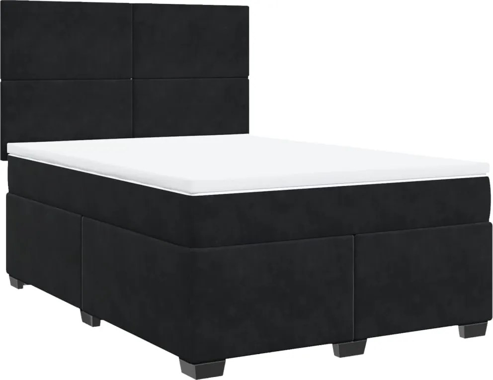Box spring postel s matrací černá 140x200 cm samet 3293226
