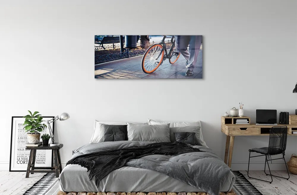 akrylový obraz Město na kole noha 120x60 cm