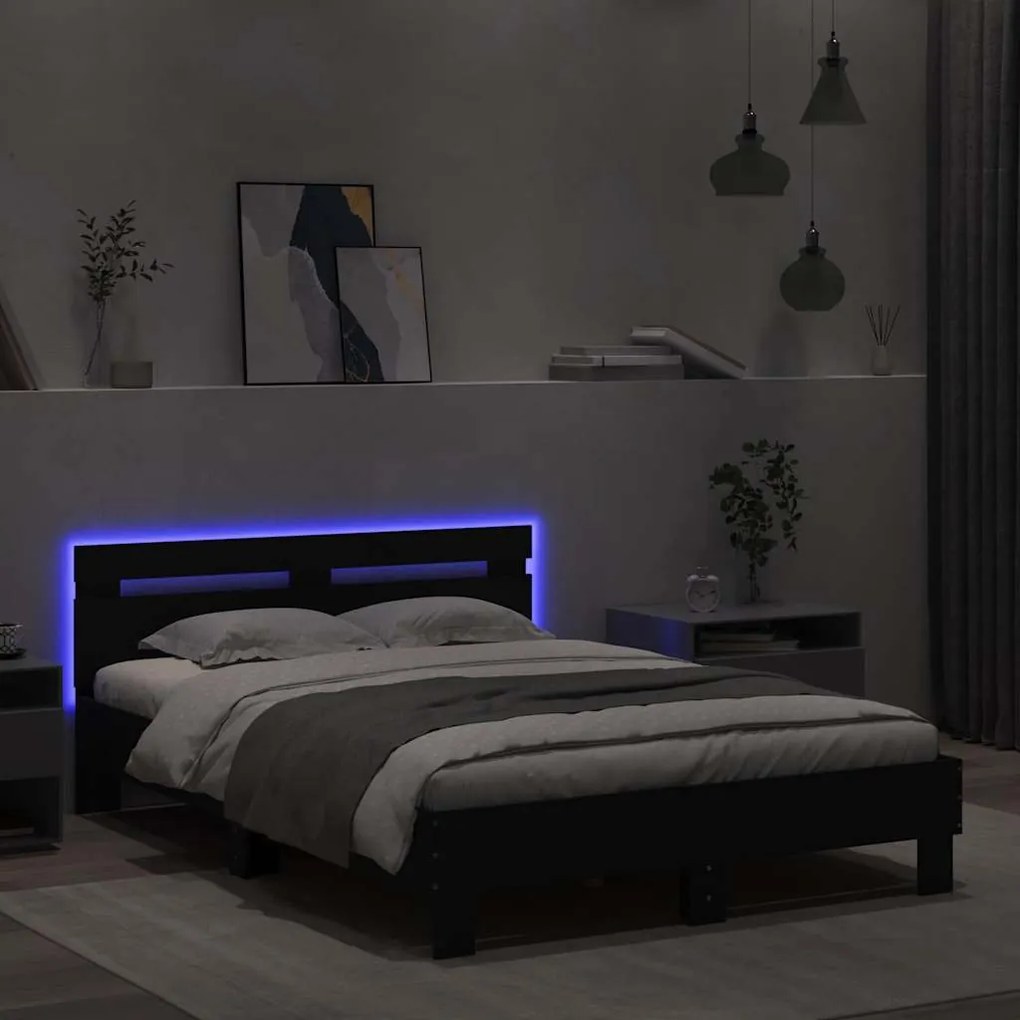 Rám postele s čelem a LED osvětlením černý 120 x 200 cm 3207554