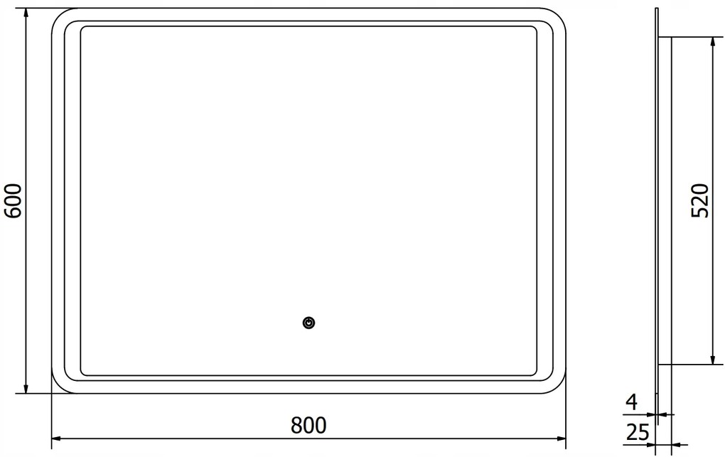 Obdélníkové zrcadlo MEXEN ZUSA 80x60 cm - s LED podsvícením a vyhříváním, 9808-080-060-611-00