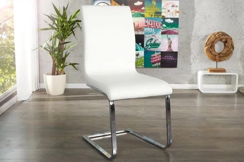 Deflee židle HAMPTON WHITE ZDL22122syntetická kůže, chrom  45 cm x 105 cm x 55 cm