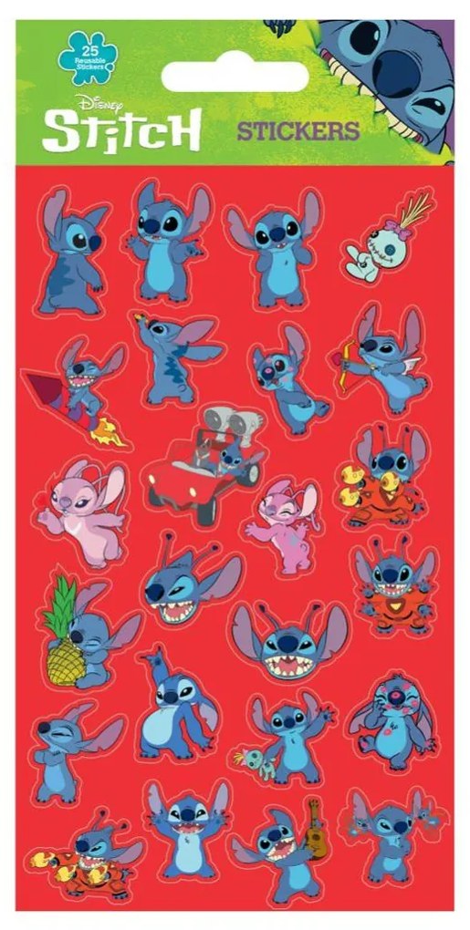 Samolepky Lilo a Stitch červené 25ks ve fólii