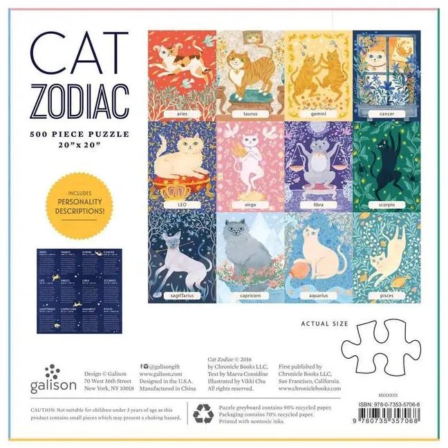 Galison Puzzle Kočičí zvěrokruh 500 dílků