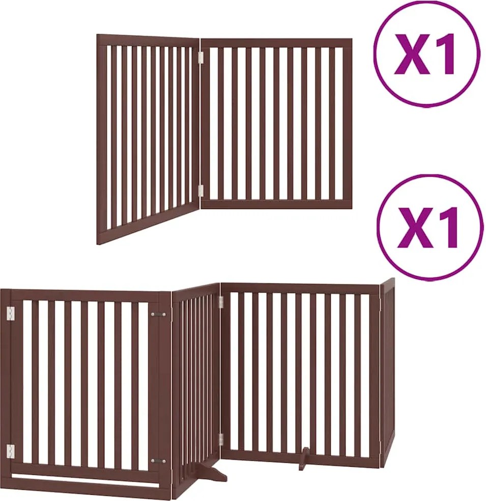 Zábrana pro psy s dvířky skládací 6 panelů hnědá 480 cm topol 3155693