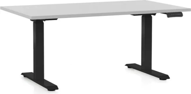 Výškově nastavitelný stůl OfficeTech C, 120 x 80 cm, černá podnož, světle šedá