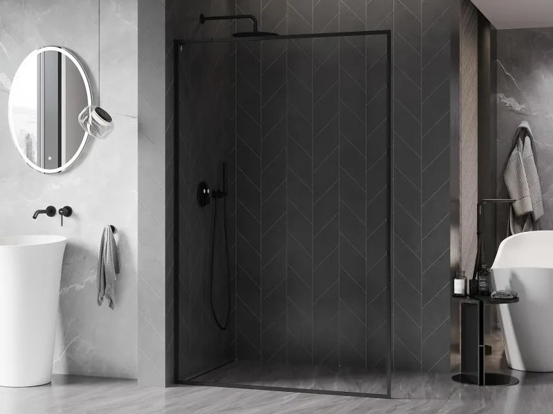 Mexen Kioto-XF L sprchová stěna Walk-in s rámem 120 x 202 cm, transparentní 10 mm, černá - 800-120-174-70-00-XF