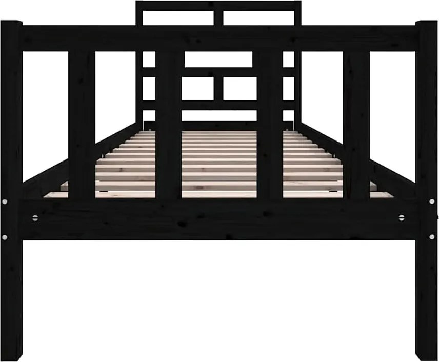Rám postele černý masivní borovice 75 x 190 cm malé jednolůžko 3101312