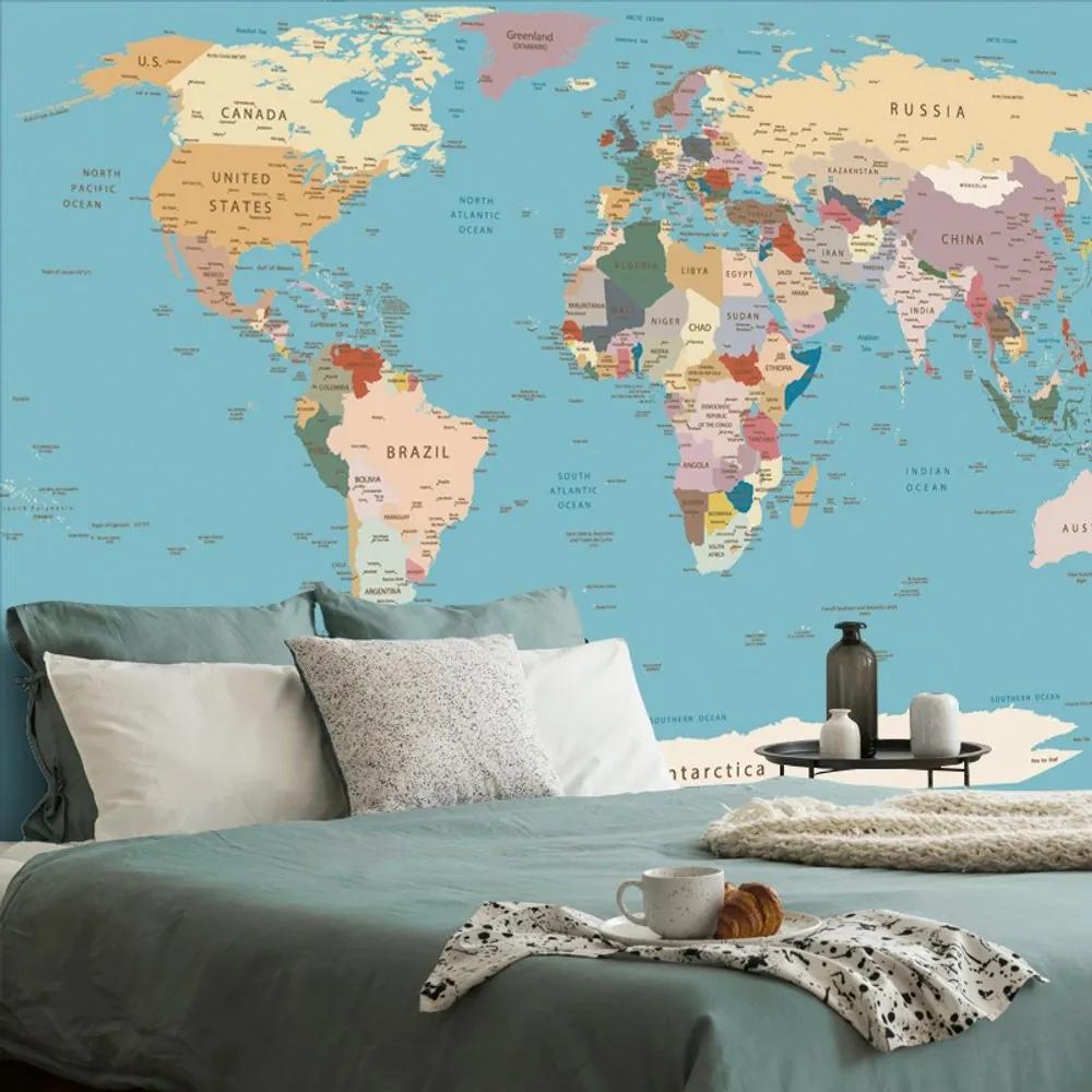 Tapeta mapa světa s názvy - 150x100 cm