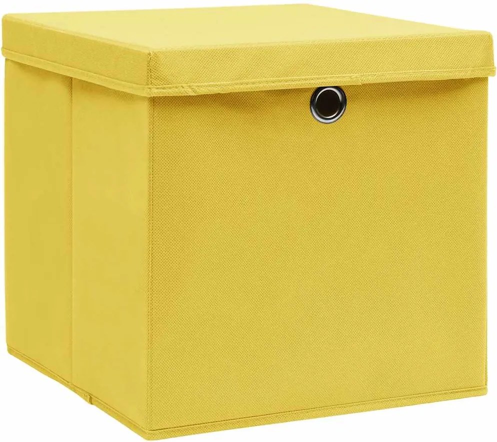Úložné boxy s víky 4 ks 28 x 28 x 28 cm žluté 325224