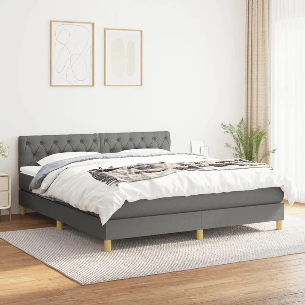 Box spring postel s matrací tmavě šedá 160x200 cm textil