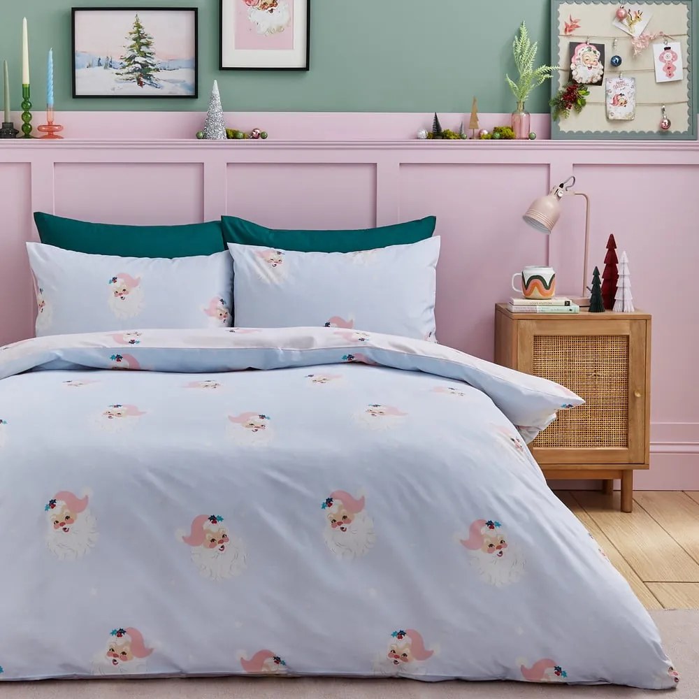 Růžové povlečení na dvoulůžko 200x200 cm Vintage Christmas Santa – Catherine Lansfield