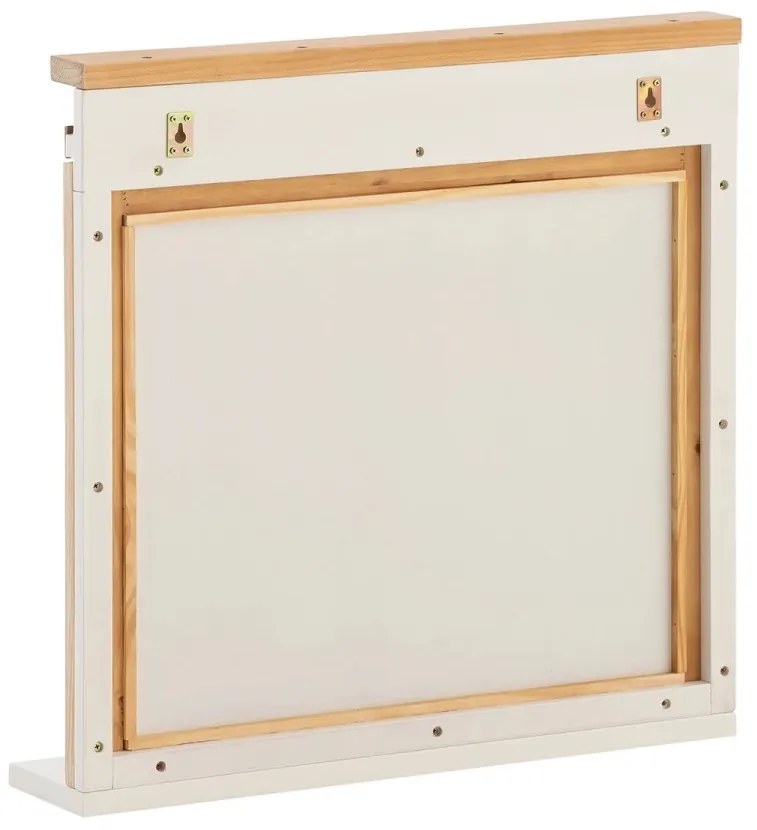 furniture-nabytek.cz - Masivní koupelnové zrcadlo Caprino z borovice a MDF, lakované, bílé/hnědé – 70x70 cm